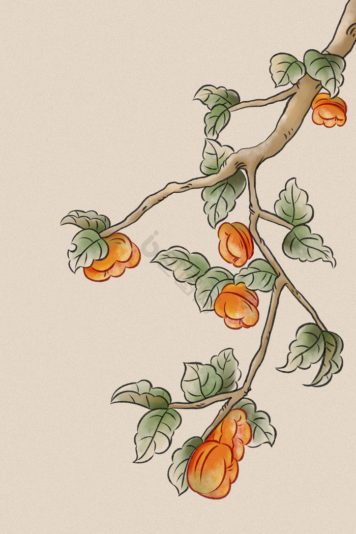 弥散光柿子二十四节气霜降模板-包图网