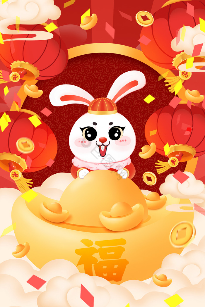 兔年春节中国风图片-兔年春节中国风素材免费下载-包图网