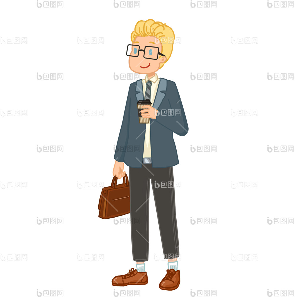 卡通职业人物工作白领gif动图下载-包图网