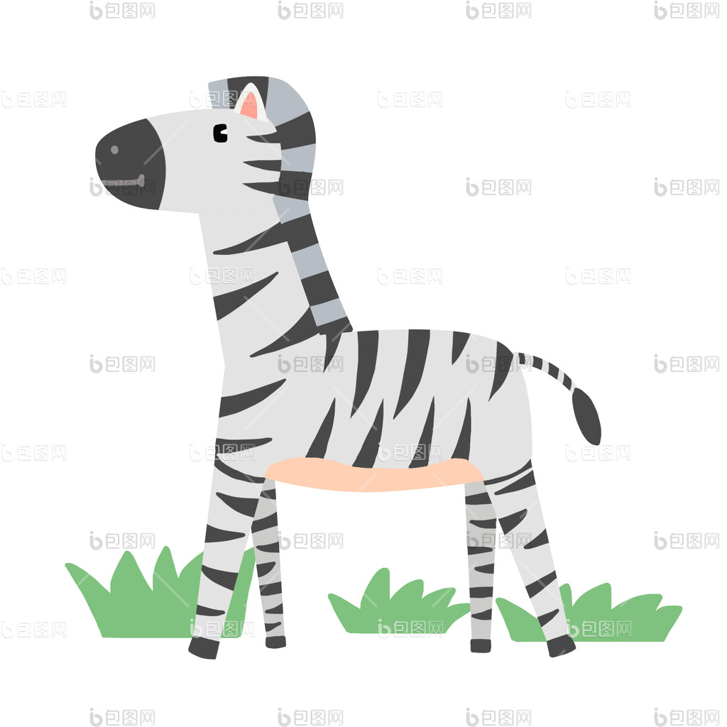 卡通动物斑马玩耍gif动图下载-包图网