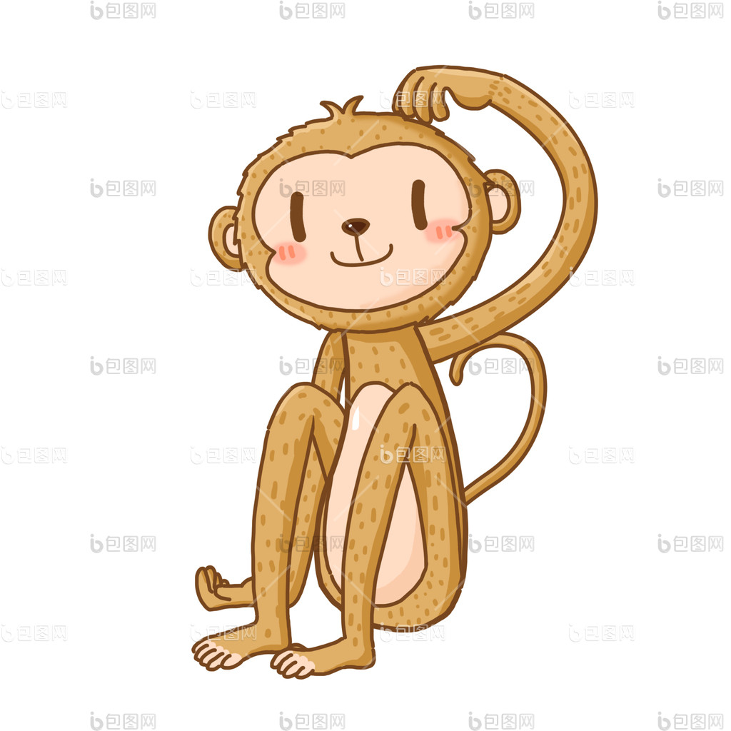 卡通小猴子摇尾巴玩耍gif动图下载-包图网