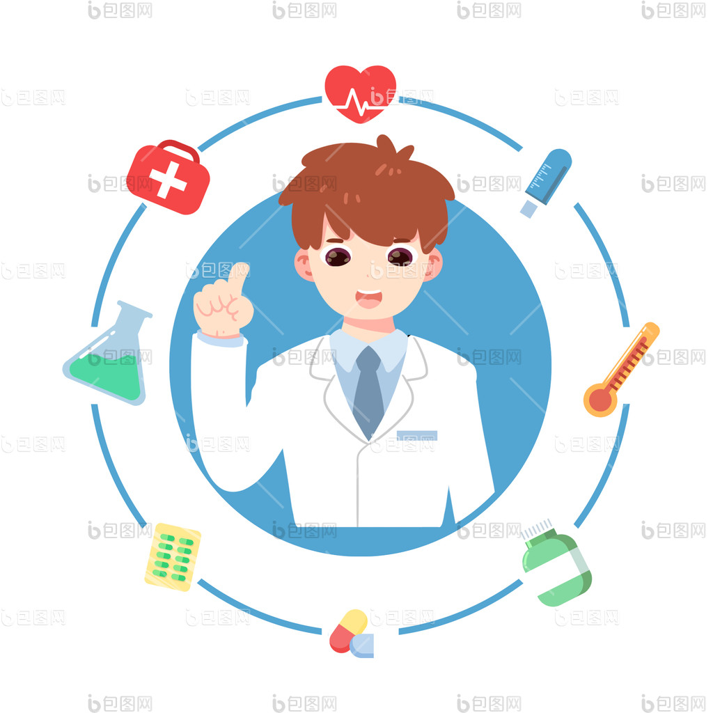 卡通男医生医疗健康gif动图下载-包图网
