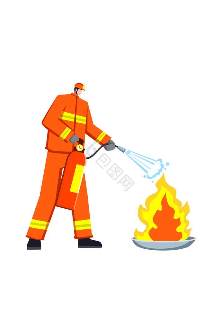 消防员灭火器png下载-包图网