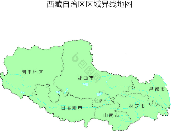 中国西藏自治区区域划分地图png下载-包图网