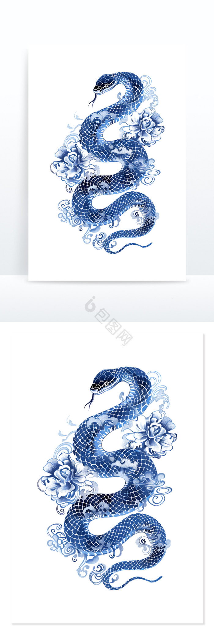 青花蛇蛇年生肖免抠png下载-包图网