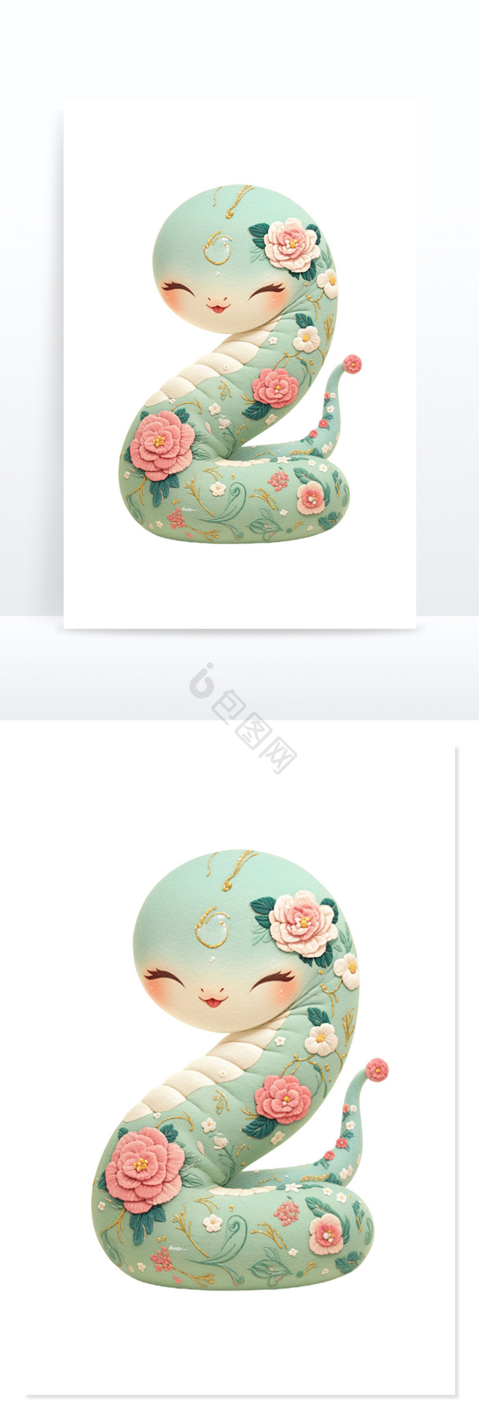 花朵装饰的小蛇生肖免抠png下载-包图网