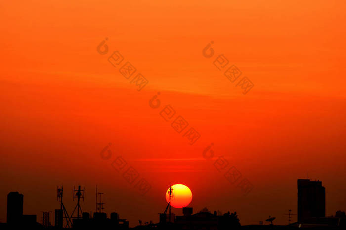 查看城市中心商业区日落天际线城市景观背景图片-包图网企业站