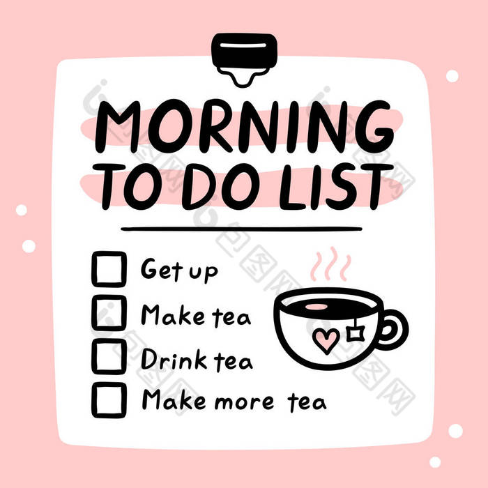 可爱有趣的早上做清单清单矢量手绘卡通人物图片-包图网企业站