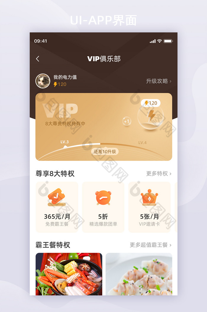 金色质感VIP会员活动UI移动app界面-包图网