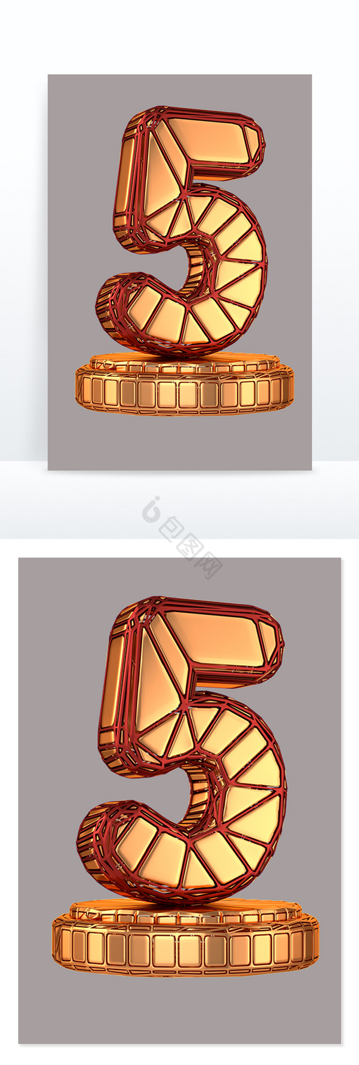 【3d立体金属数字3电商建模渲染】图片下载-包图网
