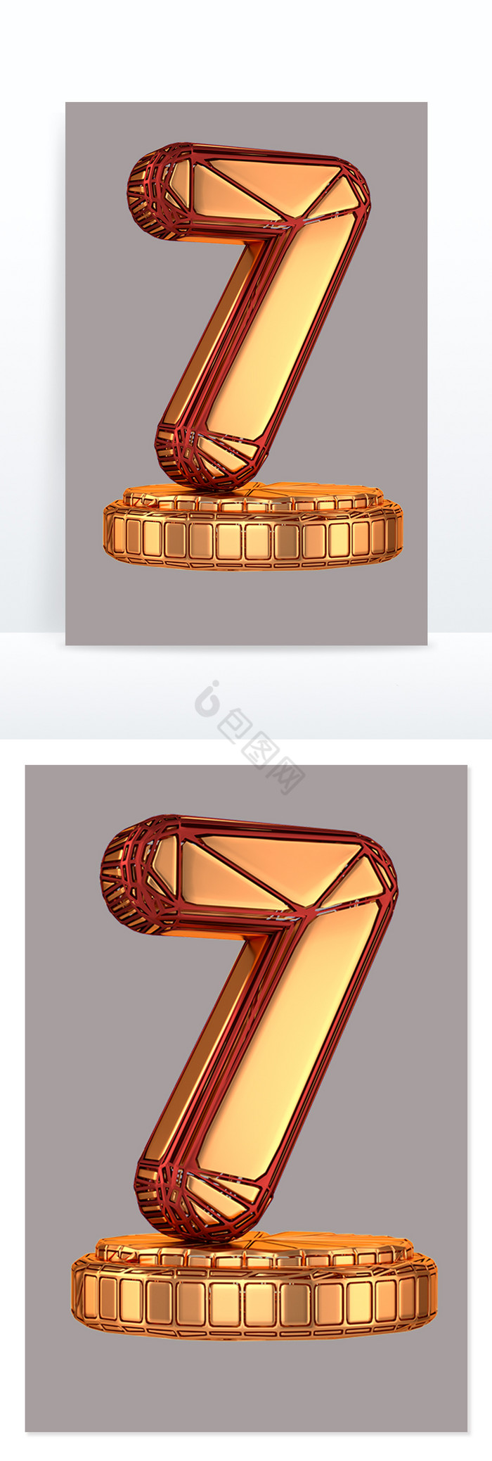 【3d立体金属数字3电商建模渲染】图片下载-包图网