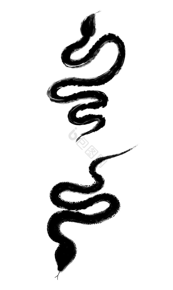 水墨蛇生肖蛇年蛇形新年png下载-包图网
