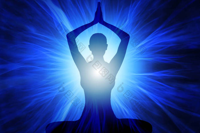 在瑜伽体式和冥想的人体轮廓图片-包图网企业站