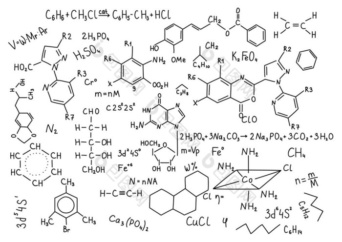 手绘化学公式数据图解图片-包图网企业站