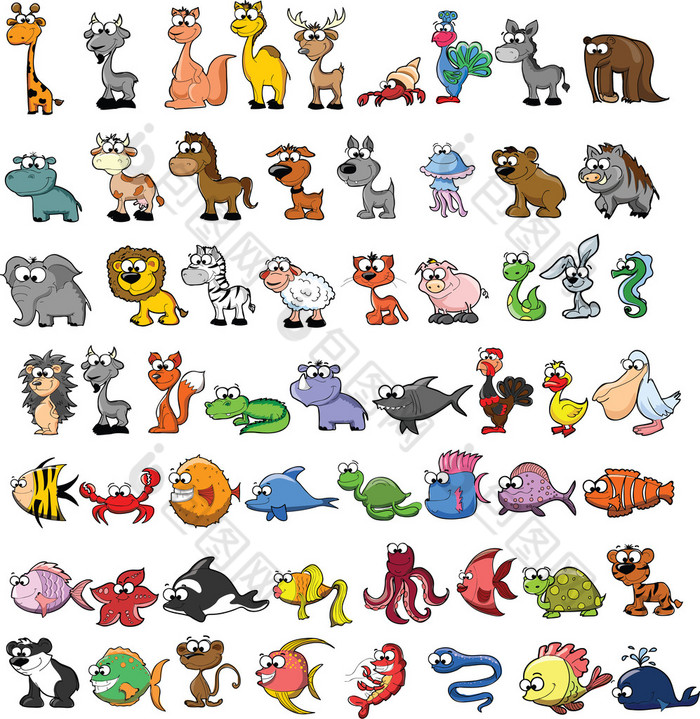 一组可爱的卡通动物图片-包图网企业站