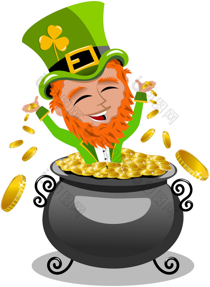 内罐金子孤立的圣帕特里克节妖精-包图企业站