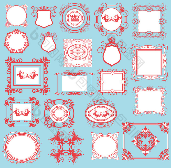 向量组帧您的设计的复古元素-包图企业站