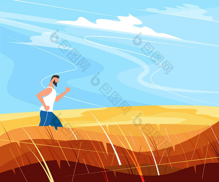 运动员在农村风景中奔跑图片-包图网企业站