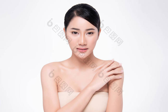美丽的年轻亚洲女子皮肤清澈清新图片 包图网企业站