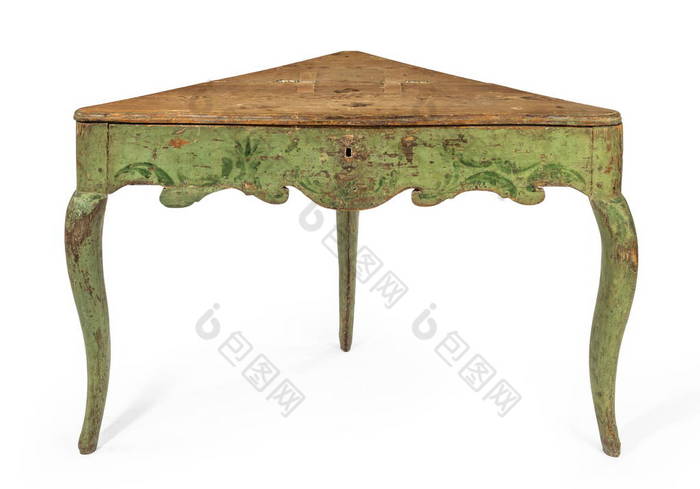 古董彩绘桌子三角形形状与三条腿图片-包图网企业站