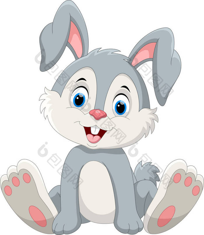 可爱的小兔子卡通片坐着图片-包图网企业站