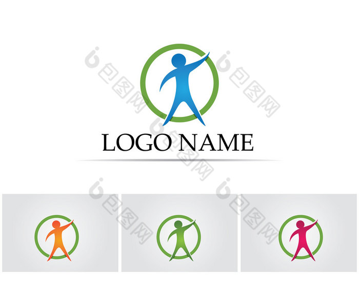 健康成功人哪标志和符号模板图片-包图网