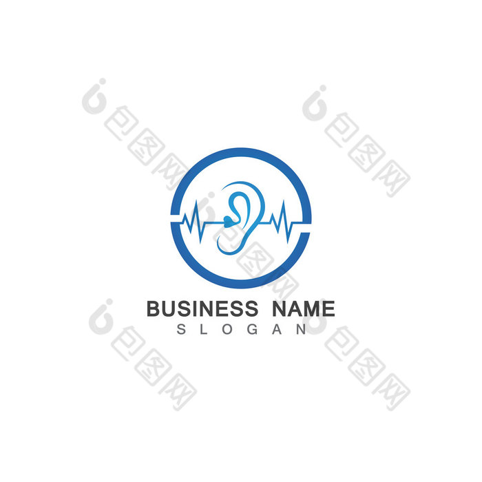 耳朵听力标志模板向量图标png下载-包图网