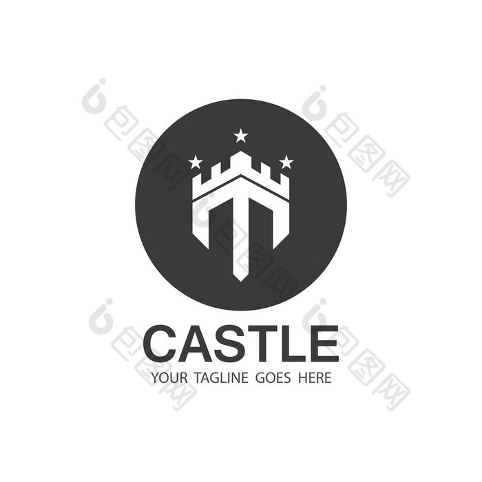 城堡标志象征向量插图模板png下载-包图网