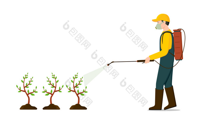 农民喷雾农药除草剂农业植物男人喷涂化学肥png下载-包图网