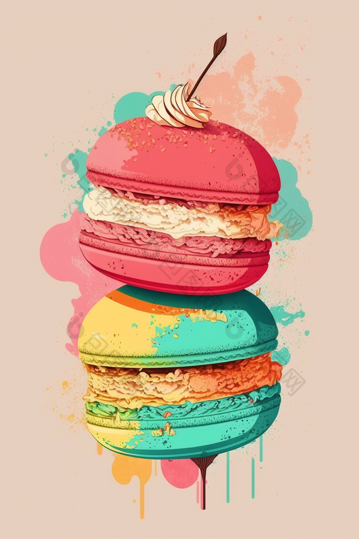马卡龙涂鸦风插画图片-包图网