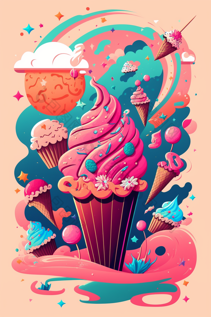 甜点丰富插画图片-包图网