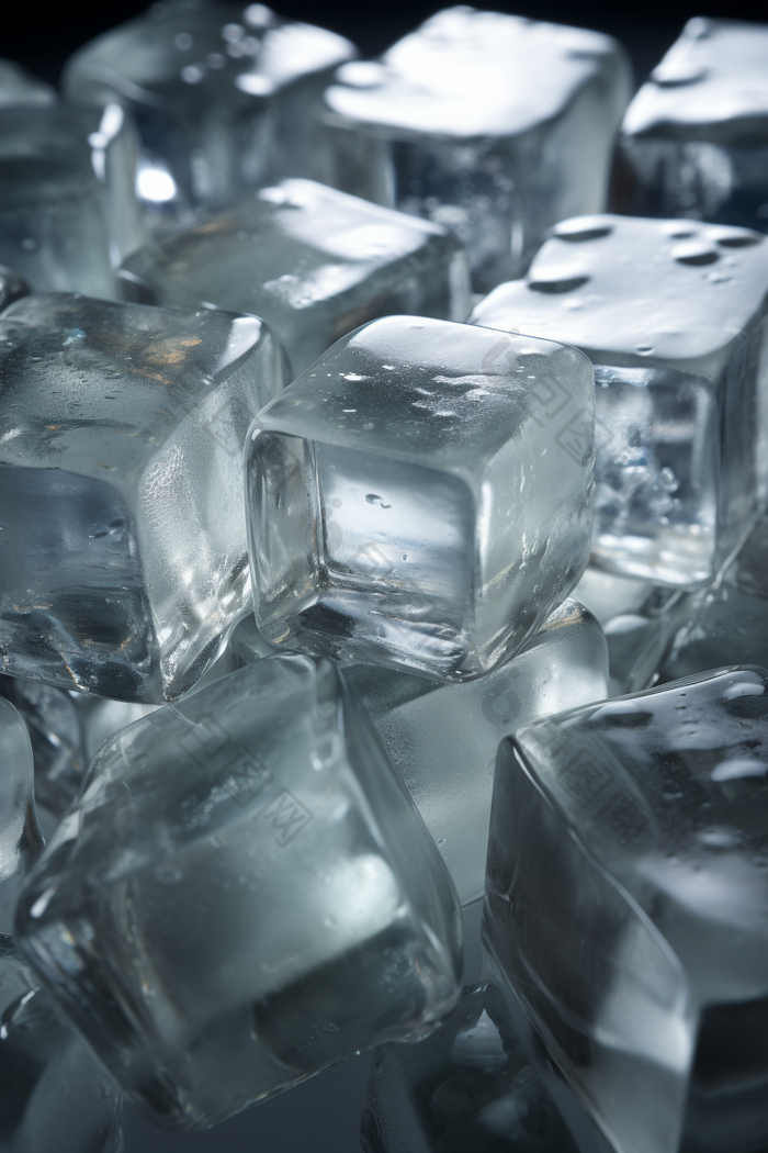 一堆干净整洁的冰块透明氛围图片-包图网