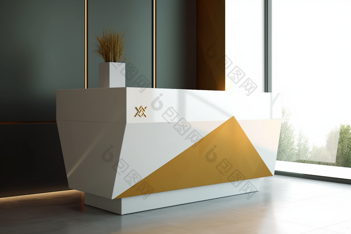 办公室接待前台接待台装潢图片-包图网