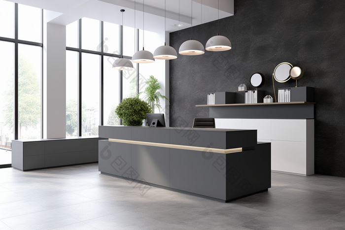办公室接待前台现代接待台图片-包图网