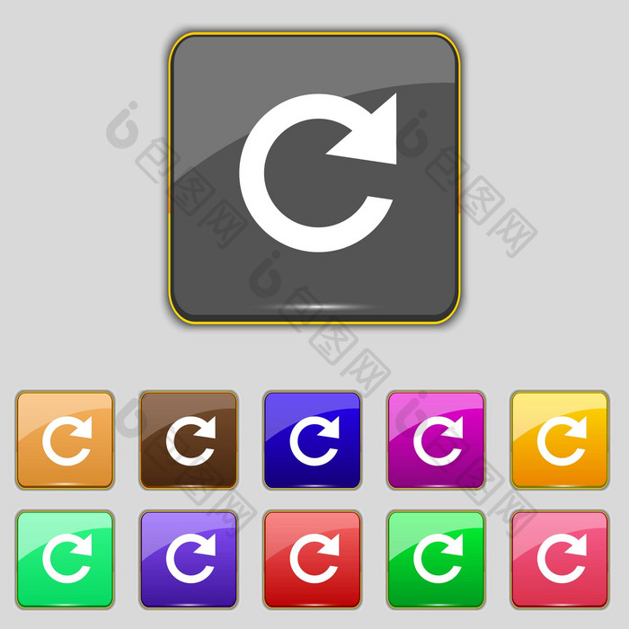 更新标志图标完整的旋转箭头象征集色彩鲜艳-包图企业站