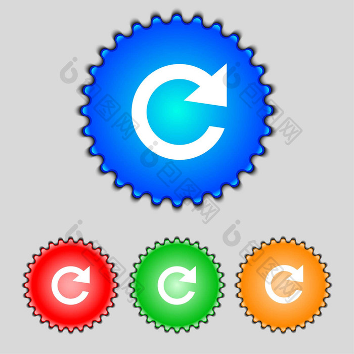 更新标志图标完整的旋转箭头象征集色彩鲜艳-包图企业站