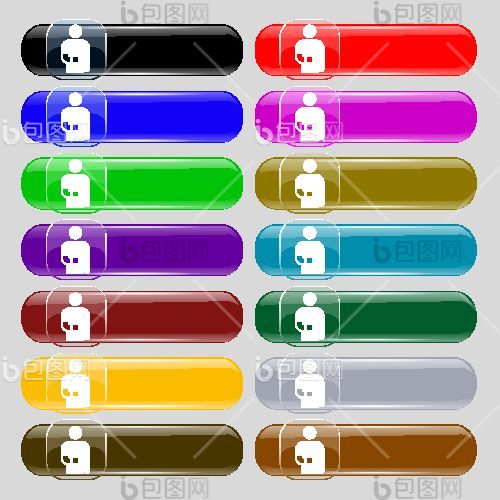 破碎的手臂残疾图标标志集多色的玻璃按钮的png下载-包图网