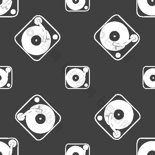 留声机乙烯基图标标志无缝的模式的png下载-包图网