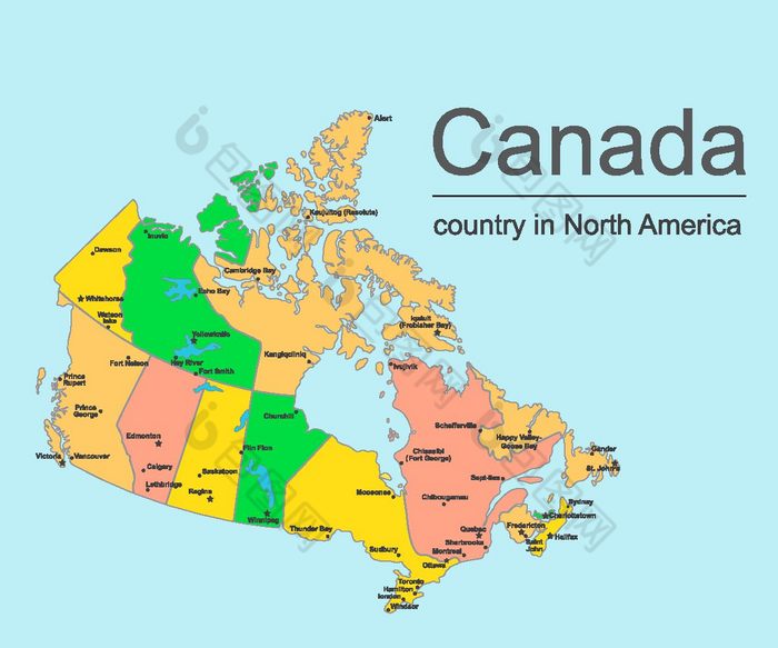 加拿大地图省城市向量插图png下载-包图网