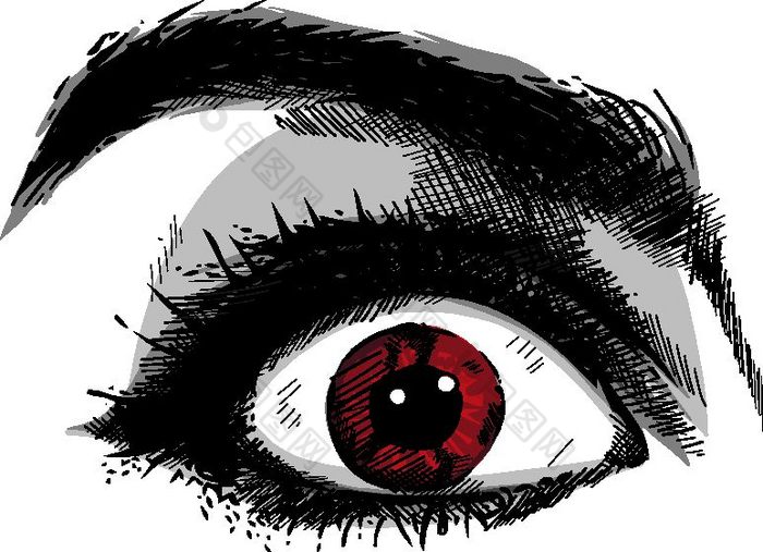 特写镜头害怕脸美丽的女人美丽的红眼大漂亮png下载-包图网