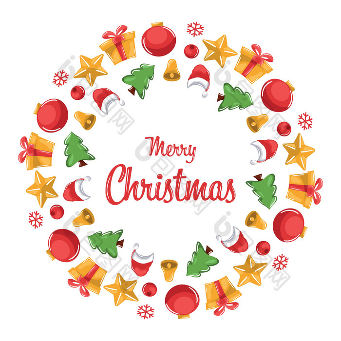 装饰圆形框架圣诞节快乐圣诞节短语png下载-包图网