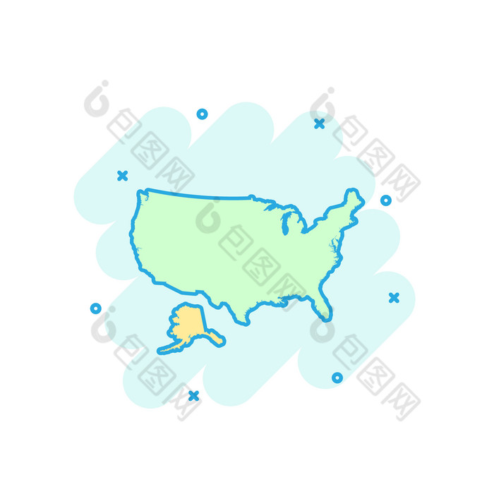 彩色的美国地图图标美国标志插png下载-包图网