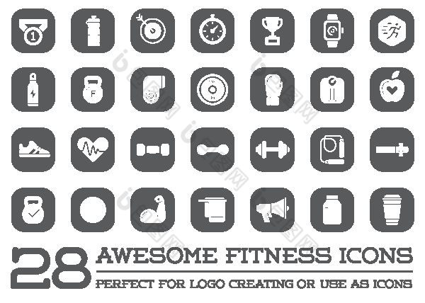 集向量健身有氧运动健身房健身图标插图png下载-包图网