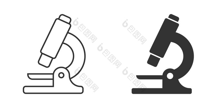 显微镜图标平实验室放大镜向量插图孤立png下载-包图网