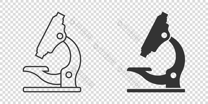 显微镜图标平实验室放大镜向量插图孤立png下载-包图网