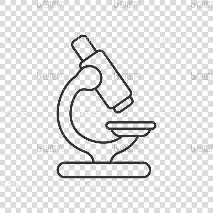 显微镜图标平实验室放大镜向量插图孤立png下载-包图网