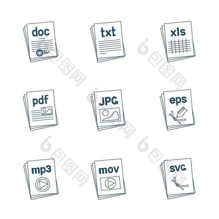 图形文本文件扩展图标集png下载-包图网