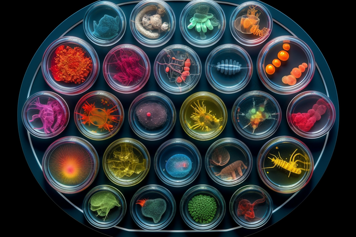 生物细菌培养皿显微镜下摄影图图片-包图网