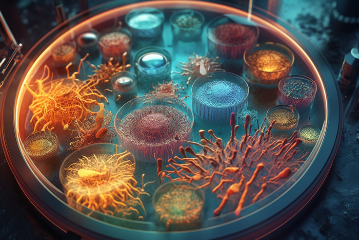 生物细菌培养皿显微镜下摄影图图片-包图网