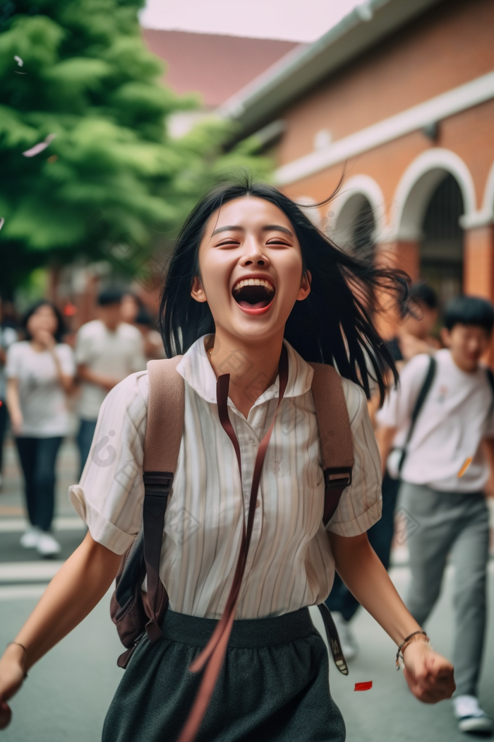 走出考场的女孩高清开怀大笑图片-包图网 走出考场的女孩高清开怀大笑图片-包图网